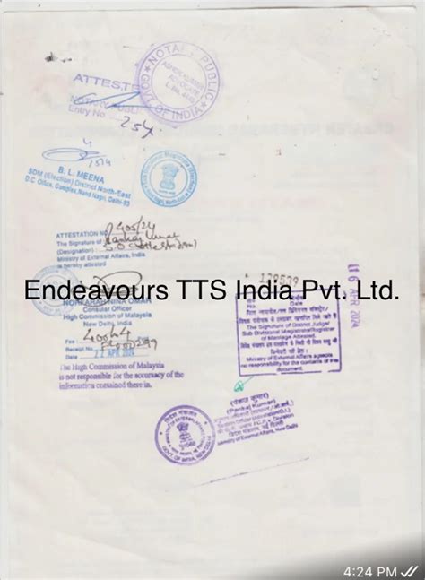Malaysia Marriage Certificates Attestation Service At Rs 1860
