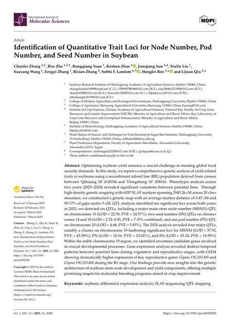 Pdf Identification Of Quantitative Trait Loci For Node Number Pod Number And Seed Number In