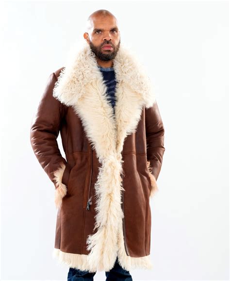 78 Length Mongolian Sheepskin Coat With Fur Collar And Zipper Front S