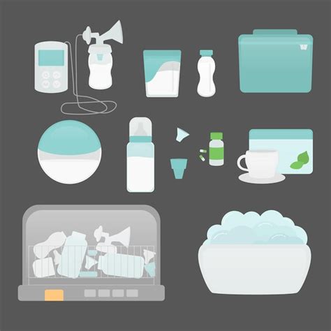 Trousse D Outils D Allaitement Vector Illustration Style Doodle