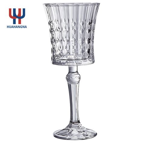 Vintage Lead Free Crystal Glass Long Stem Diamond Red Wine Glasses For