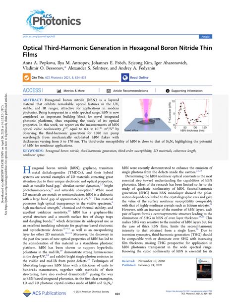 PDF Optical Third Harmonic Generation In Hexagonal Boron Nitride Thin