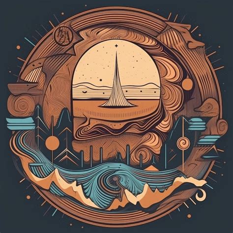 premium ai image a close up of a circular artwork with a sailboat in