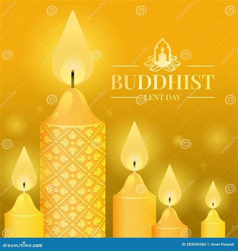 Buddhist Lent Day Buddha Meditated On Lotus Sign And Text On Light