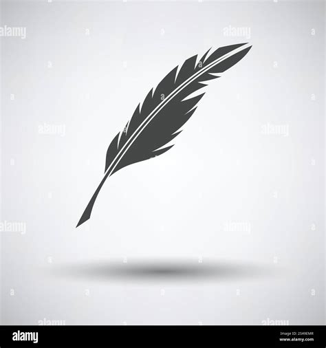 Writing Feather Icon On Gray Background Round Shadow Vector