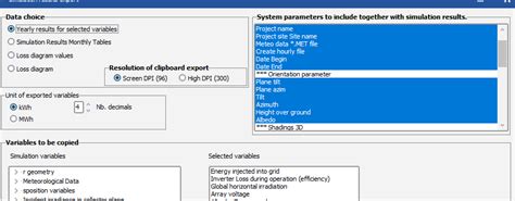 Export Yearly Results From Selected Variables Where Are Gcr Pitch And