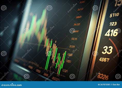 Computer Screen Monitors With Statistic Financial Graphs Analytics And Statistics Generative