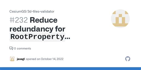Reduce Redundancy For `rootproperty` Validation · Issue 232 · Cesiumgs3d Tiles Validator · Github
