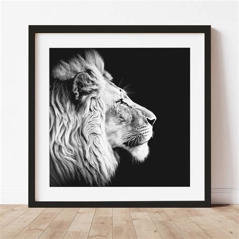 Black And White Lion Art Etsy