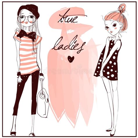 Vector Fashion Cute Happy Girl Stock Vector Illustration Of