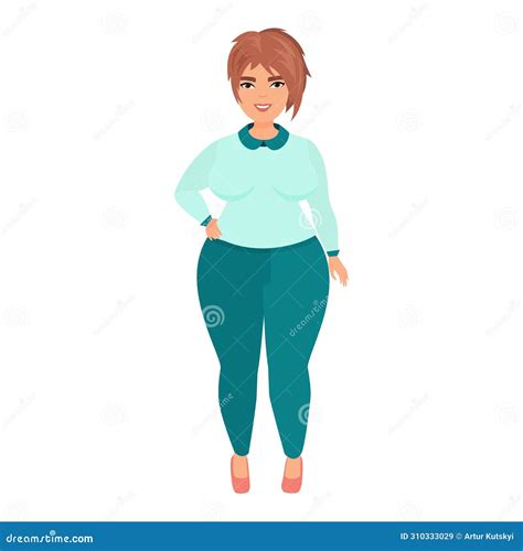 Plus Size Beautiful Woman With Short Hair Standing In Confident Pose