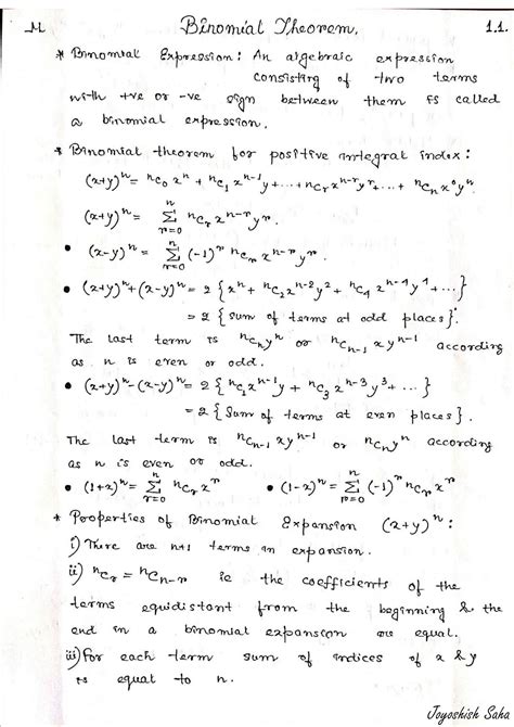 SOLUTION Mathematics Binomial Theorem Handwritten Notes Studypool