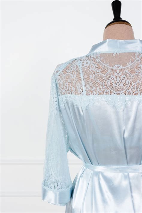 Satin And Eyelash Lace Robe Something Blue Mentionables