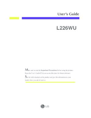 Fillable Online LG Flatron L226WU Monitor User Guide Manual Operating