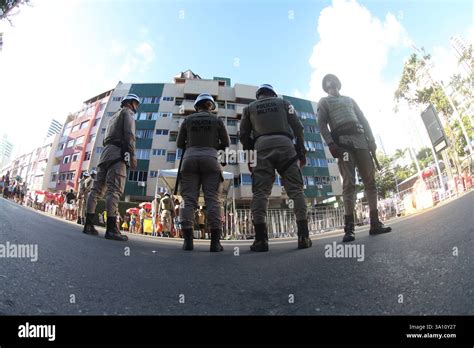 Access Control At Security Portals Salvador Bahia Brazil March Military Police