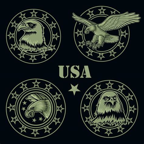Set Bald Eagle American Coat Of Arms 34967259 Vector Art At Vecteezy