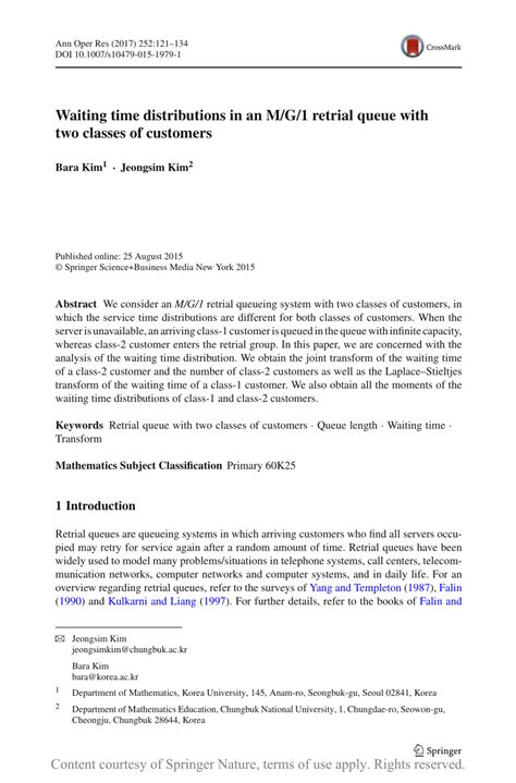 Waiting Time Distributions In An Mg1 Retrial Queue With Two Classes Of Customers