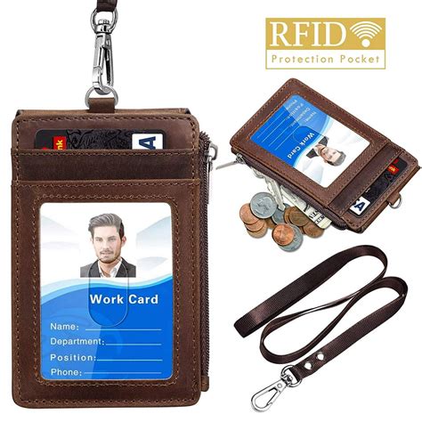 Badge Holder With Zipper Elv Pu Leather Id Badge Card Holder Wallet
