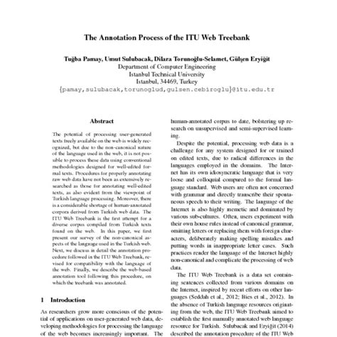 The Annotation Process Of The Itu Web Treebank Acl Anthology