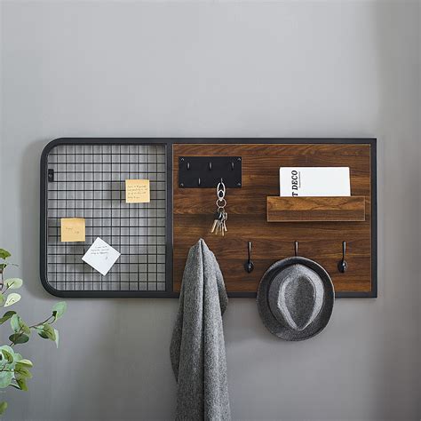 Best Buy Walker Edison Industrial Metal Mesh And Wood Wall Organizer