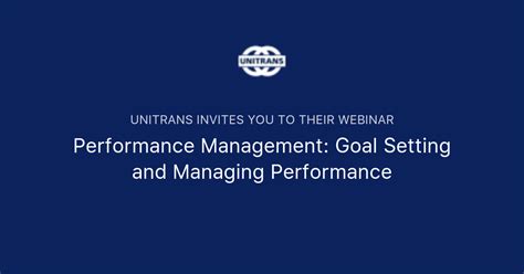Performance Management Goal Setting And Managing Performance Unitrans