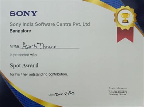 Akash Tharun On Linkedin I Am Honoured To Receive The Spot Award From