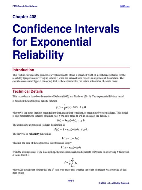 Confidence Intervals For Exponential Reliability Pdf Pdf Confidence Interval Sample Size