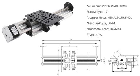 Ms Hpv Stepper Motor Nema Lead Screw Sliding Rail