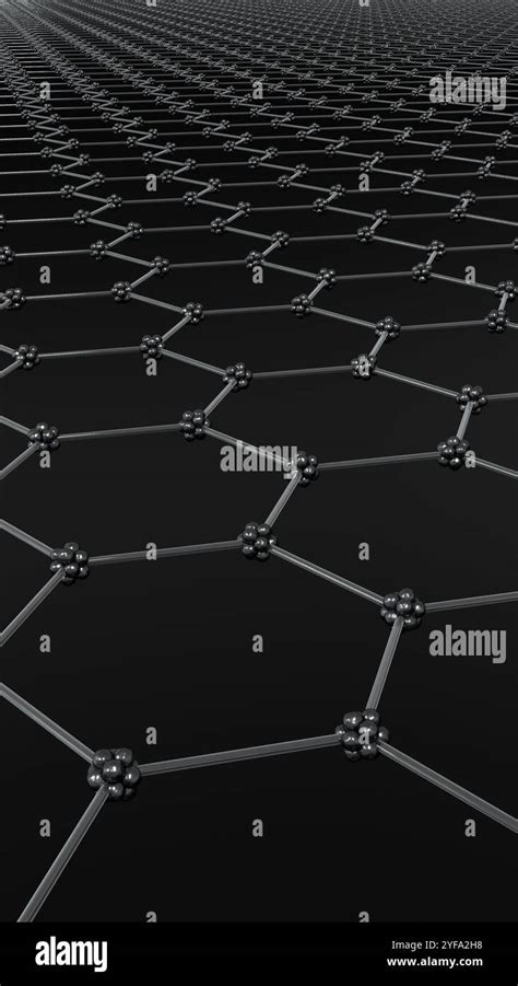 Graphene Crystal Lattice Plane Of Hexagonal Cells 3d Illustration Stock