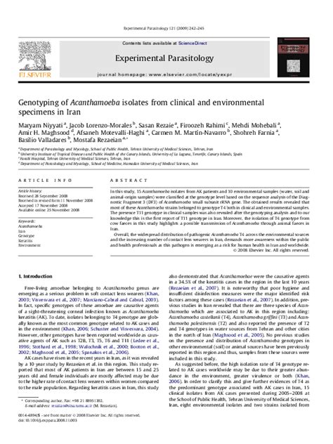 Pdf Genotyping Of Acanthamoeba Isolates From Clinical And