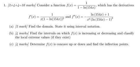solved 1 [2 4 4 10 marks] consider a function