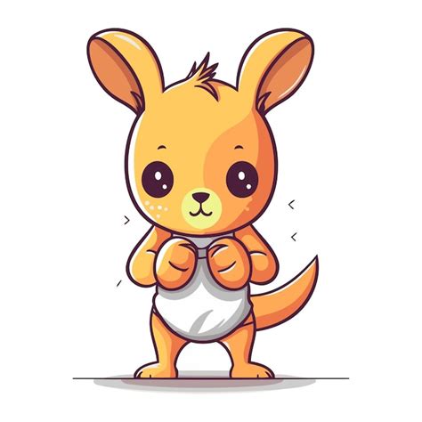 Canguro lindo personaje de dibujos animados Ilustración vectorial de un