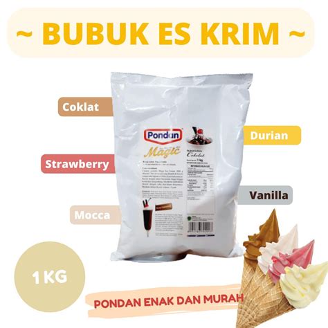 Jual HARD DAN SOFT Pondan Tepung Ice Cream Bubuk Es Krim Dan Cup Bahan Es Cream Choco Mint