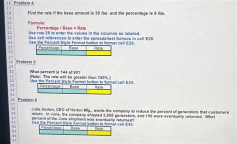 Solved Find The Rate If The Base Amount Is 30lbs And The