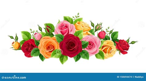 Kader Met Rode Roze Oranje En Gele Rozen Vector Illustratie Vector