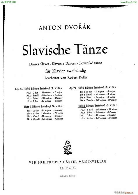 Dvorak Arr Keller Slavonic Dances Op72 Book2 歌谱简谱网