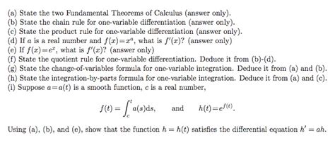 Solved State The Two Fundamental Theorems Of Calculus Chegg Com