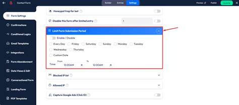 bit form form settings