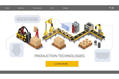 Smart Factory Process 3d Manufacture Conveyor Isometric Pe