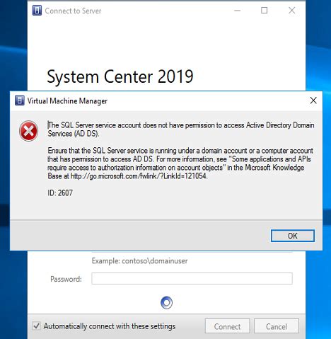 Vmm Error Sql Service Account No Permission To Ad The It Teqnician