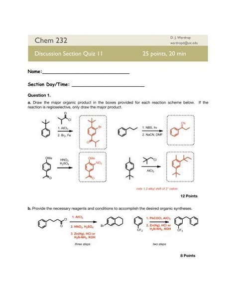 Chem 232 Quiz 11 Key