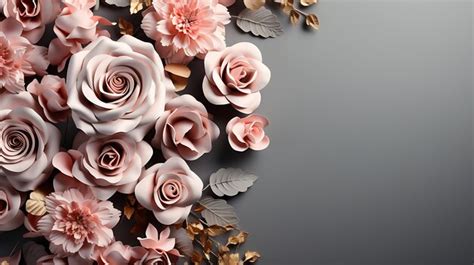Premium Photo Elegant Soft Gray Card With Blush Pink Roses Generative Ai