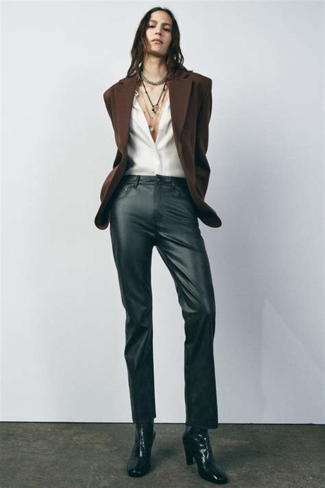 Pantalon Zw Collection Bootcut Cropped Taille Haute Noir Zara France