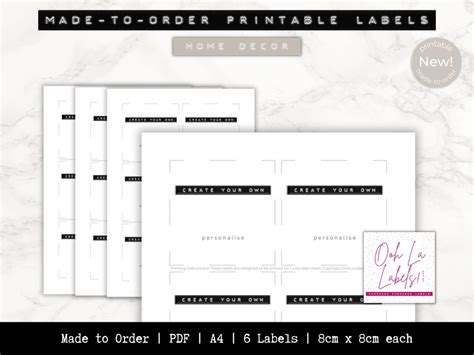 Personalised Printable Labels Made To Order Digital Etsy