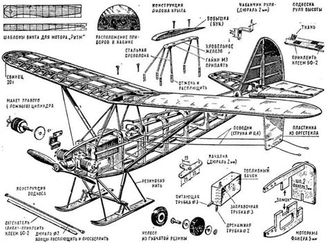 Vintage Airplane With Labeled Parts