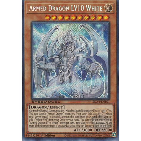 Armed Dragon Lv10 White Sgx4 Ene01 Secret Rare