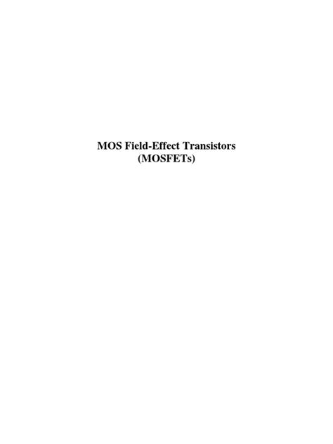 Mosfet Notes 1 Pdf Field Effect Transistor Mosfet