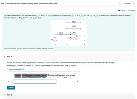 Solved The Transfer Function And The Steady State Sinusoidal Chegg