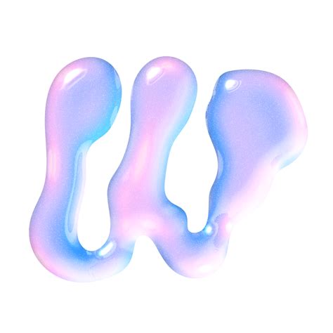W Alphabet With Y2k Liquid Pastel Hologram Chrome Effect 26790972 Png