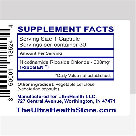 Nr 30 Enteric 100 Ribogen™ Nicotinamide Riboside 300mg The